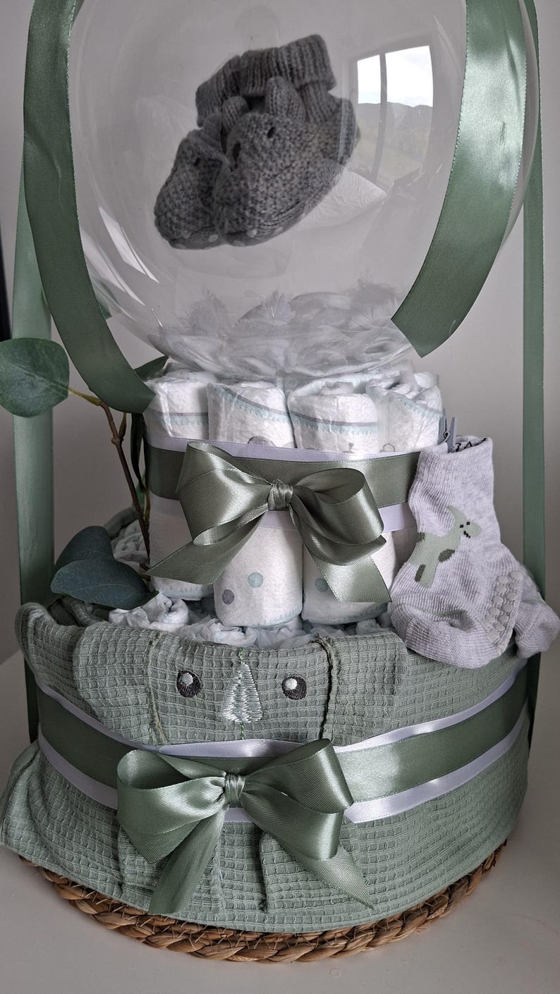 Personalized Diaper Cake With Bubble Balloon – Birth Gift for Baby, Boy ...