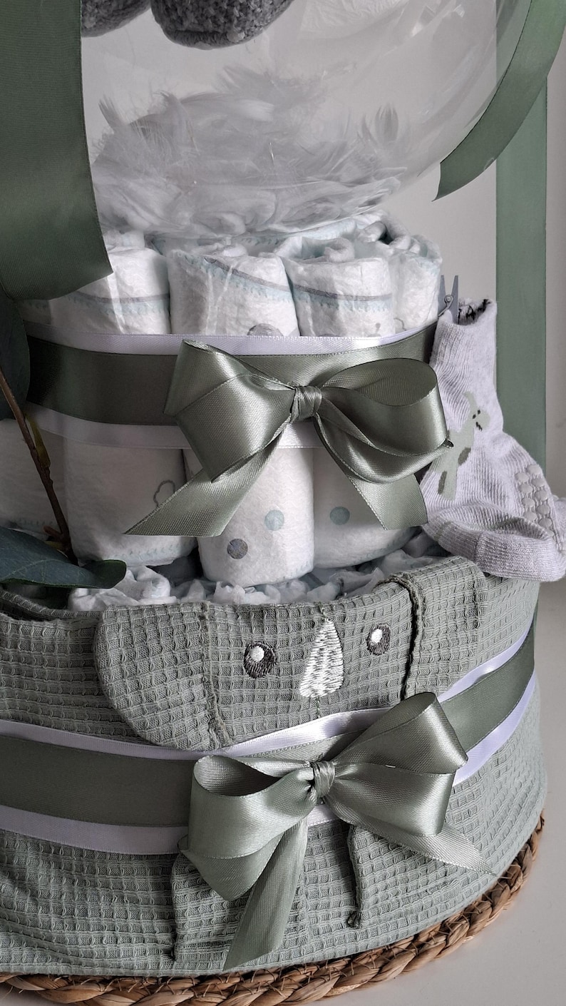 Personalized Diaper Cake With Bubble Balloon – Birth Gift for Baby, Boy ...