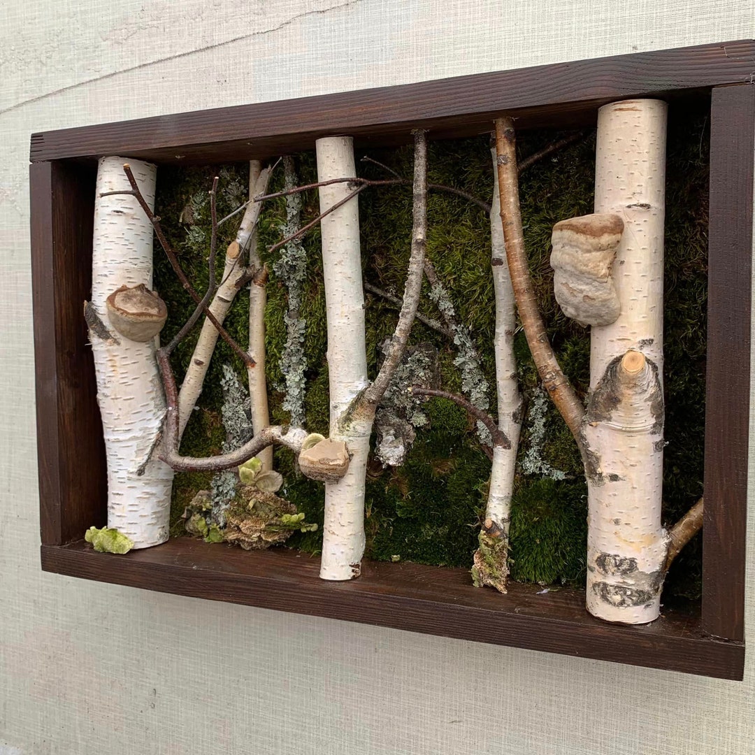 Birch Tree Art Moss Wall Art Forestcore Decor Birch Branches Wall Art ...