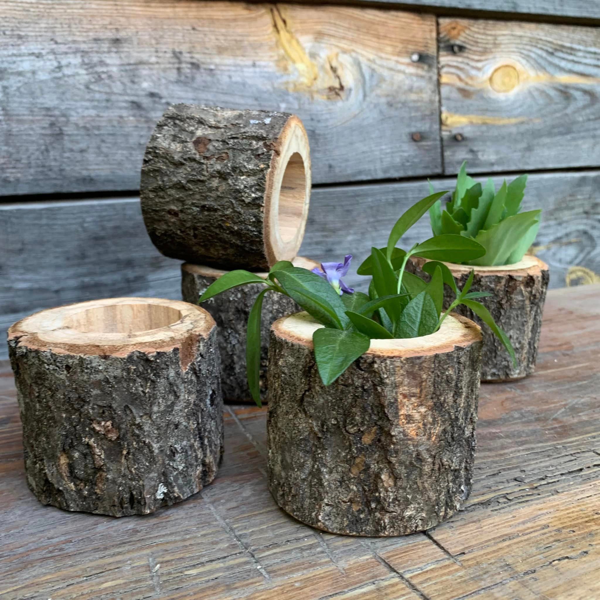 Small Indoor Planters Wood Flower Pot Mini Plant Pot Handmade Desk ...