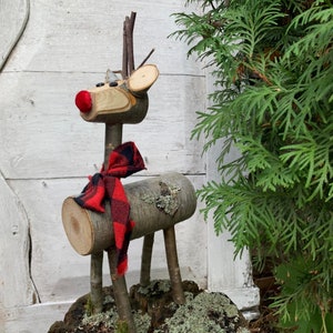 Handmade Log Reindeer Rustic Holiday Centerpiece Log Deer - Etsy