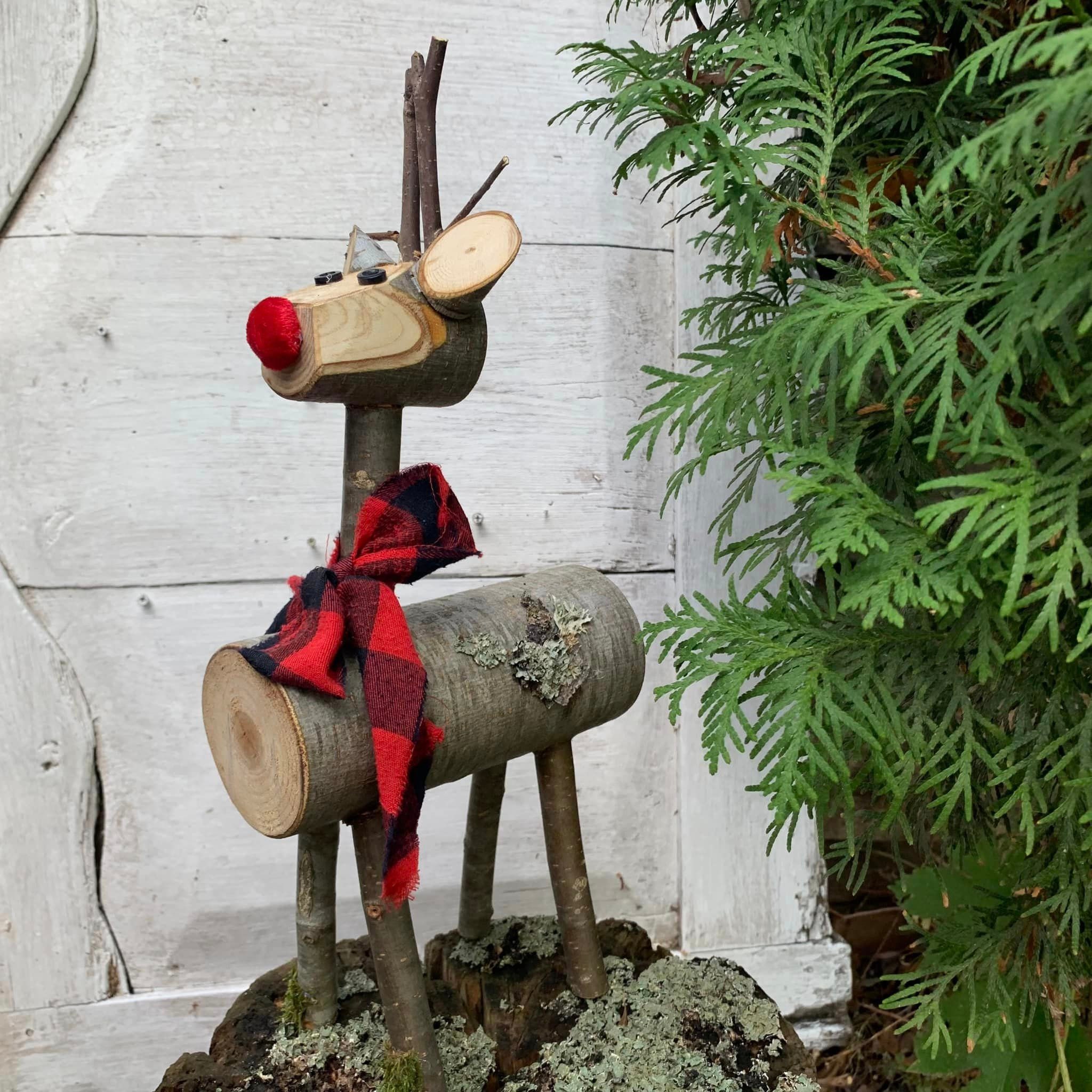 BIG Handmade Log Reindeer Centerpiece Log Deer Rustic Holiday - Etsy