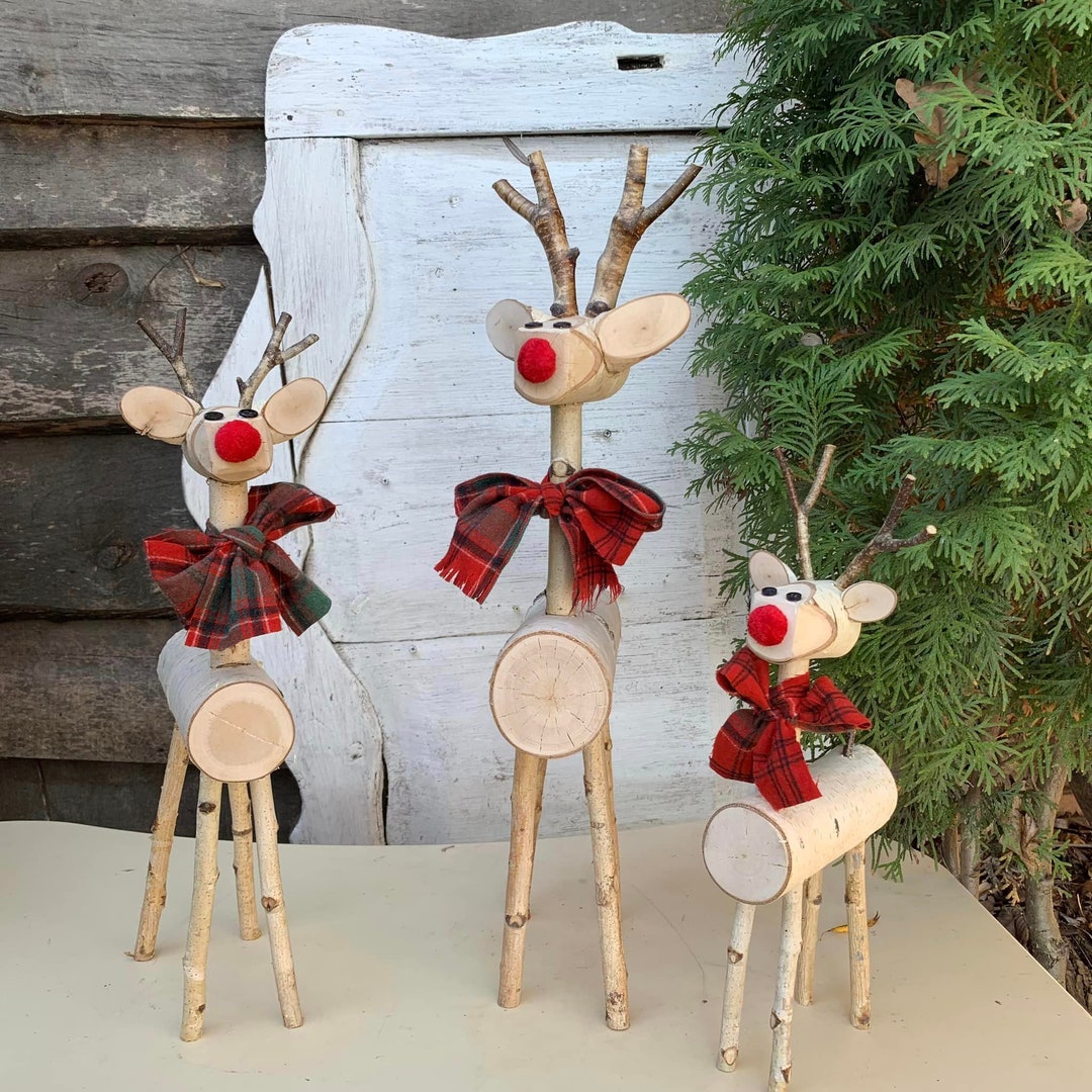BIG Log Reindeer Holiday Centerpiece Christmas Gift Rustic Reindeer - Etsy