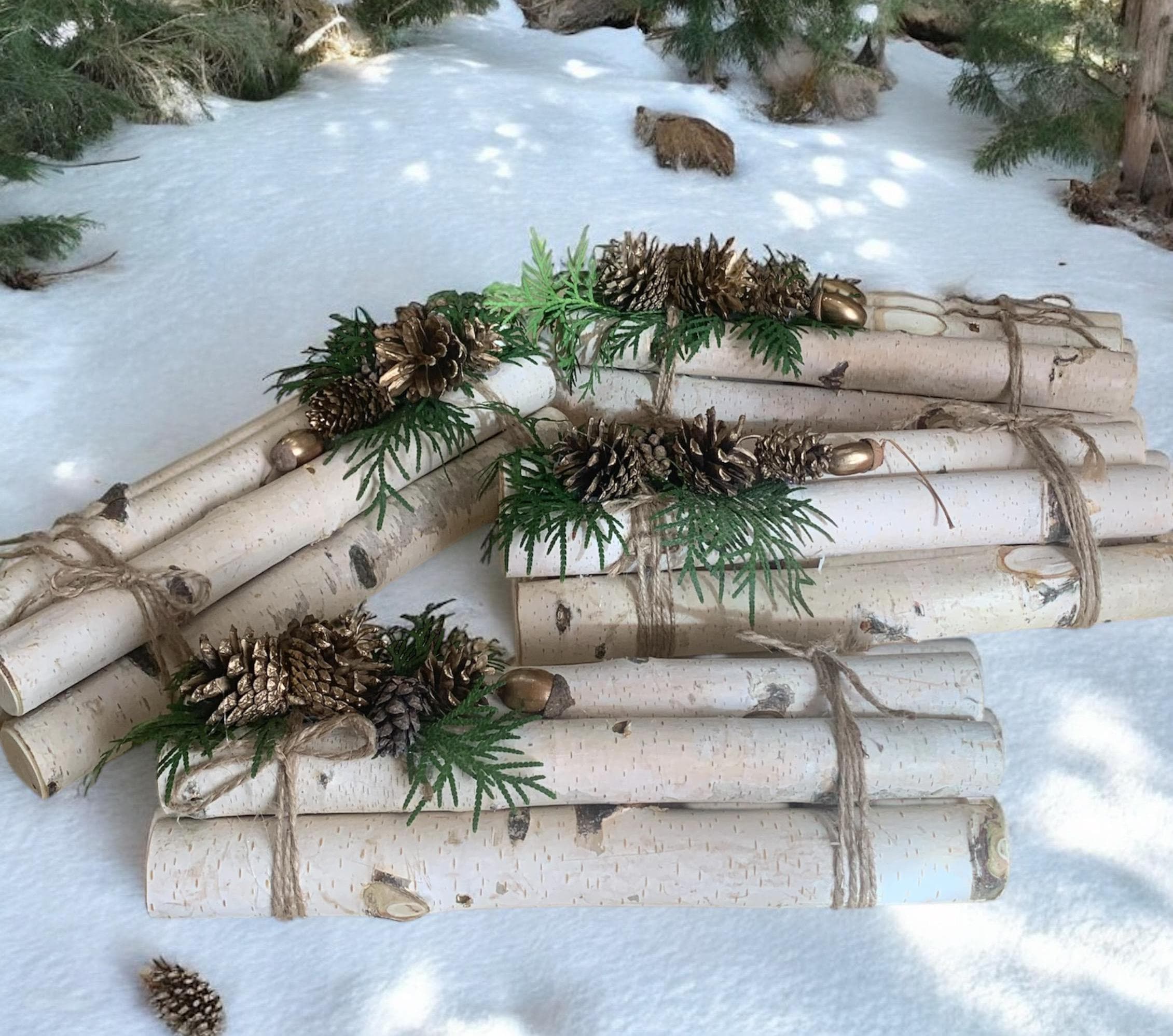 Christmas Birch Bundle Yule Log White Birch Fireplace Logs - Etsy
