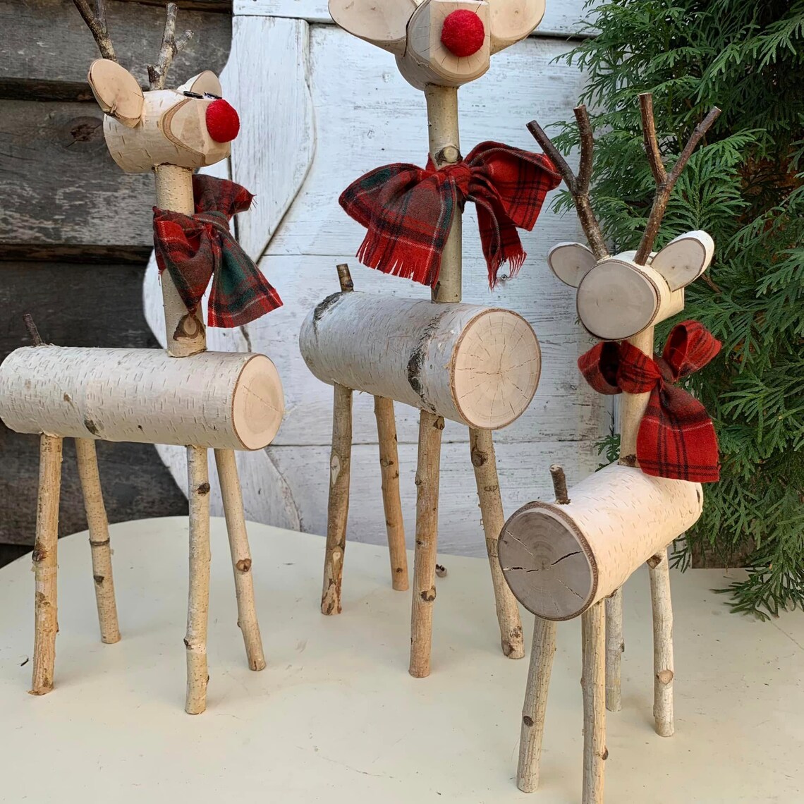 BIG Log Reindeer Holiday Centerpiece Christmas Gift Rustic Reindeer - Etsy