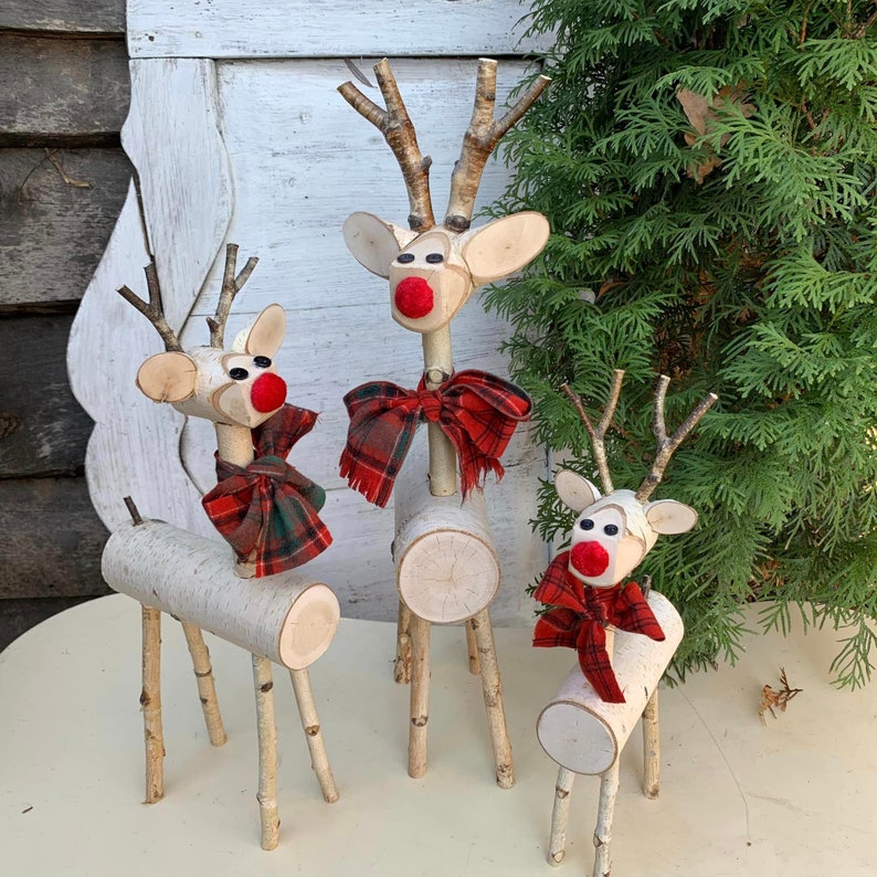 BIG Log Reindeer Holiday Centerpiece Christmas Gift Rustic Reindeer - Etsy