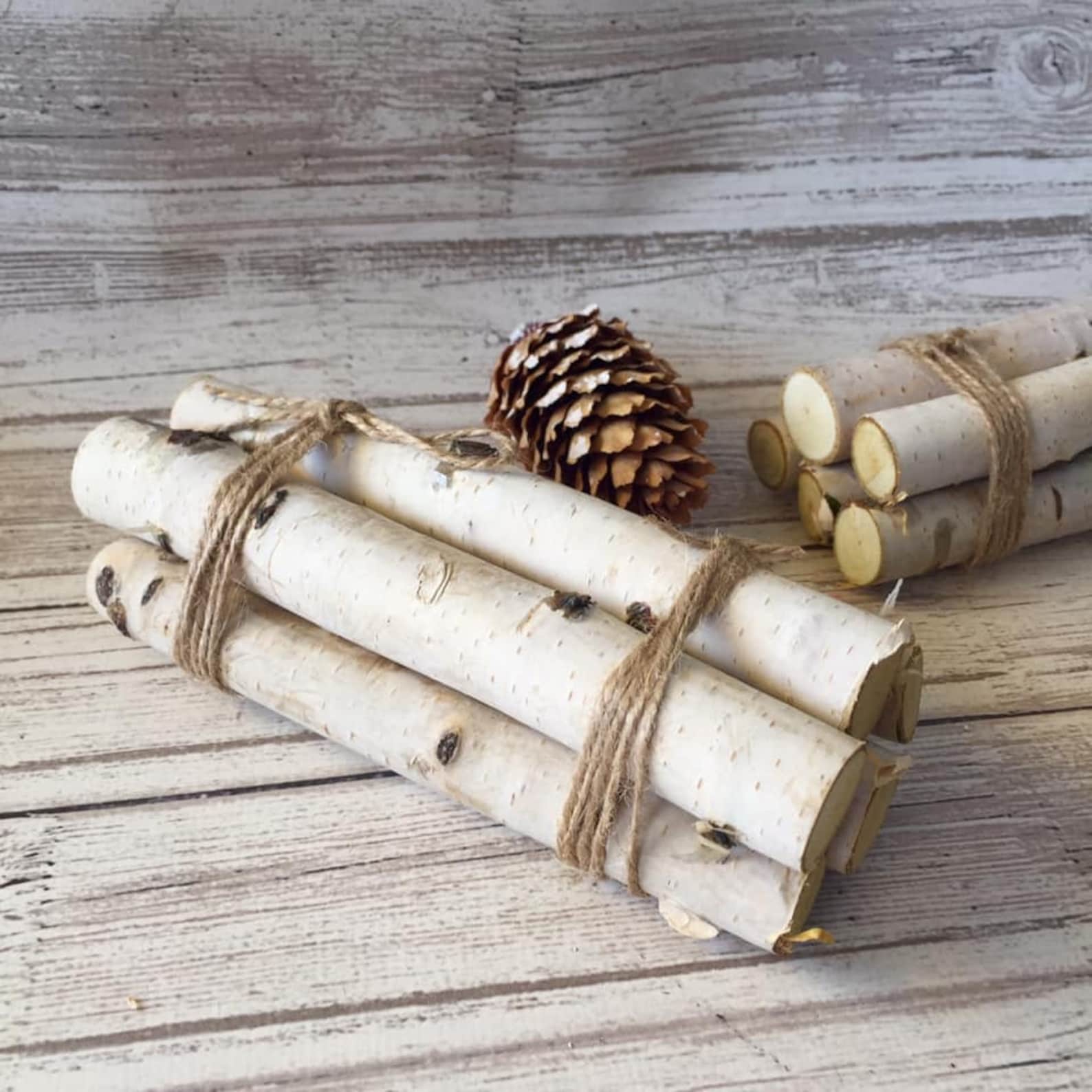 Mini White Birch Logs Tiered Tray Decor Christmas Rustic Wood Bundle - Etsy