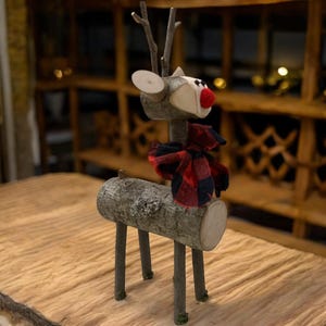 Rustic Log Reindeer Log Deer Handmade Reindeer Hand-crafted Holiday ...