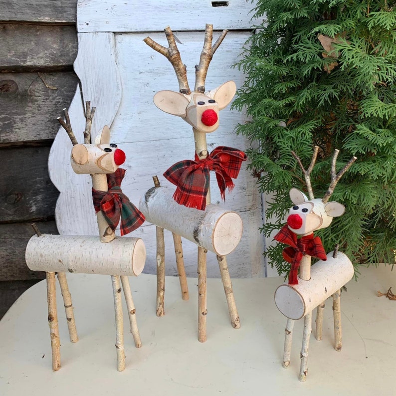 BIG Log Reindeer Holiday Centerpiece Christmas Gift Rustic Reindeer - Etsy