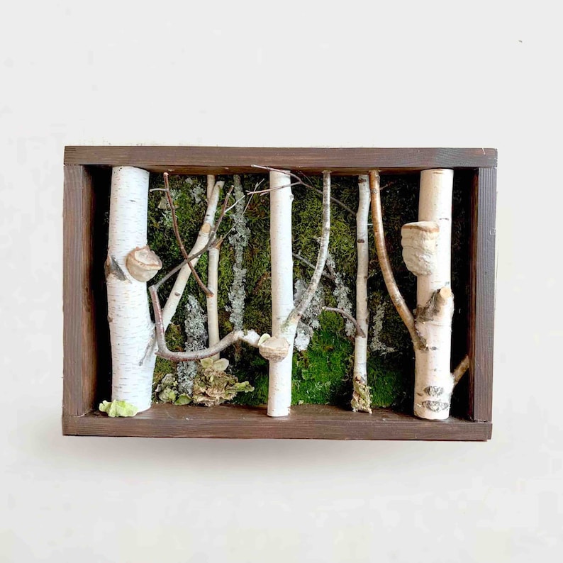 Birch Tree Art Moss Wall Art Forestcore Decor Birch Branches - Etsy