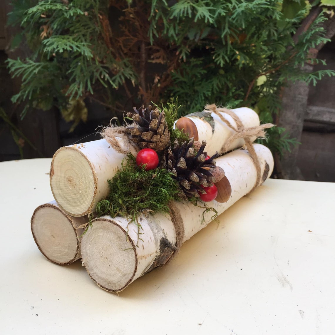 Christmas Log Bundle Birch Logs Fireplace Decor - Etsy