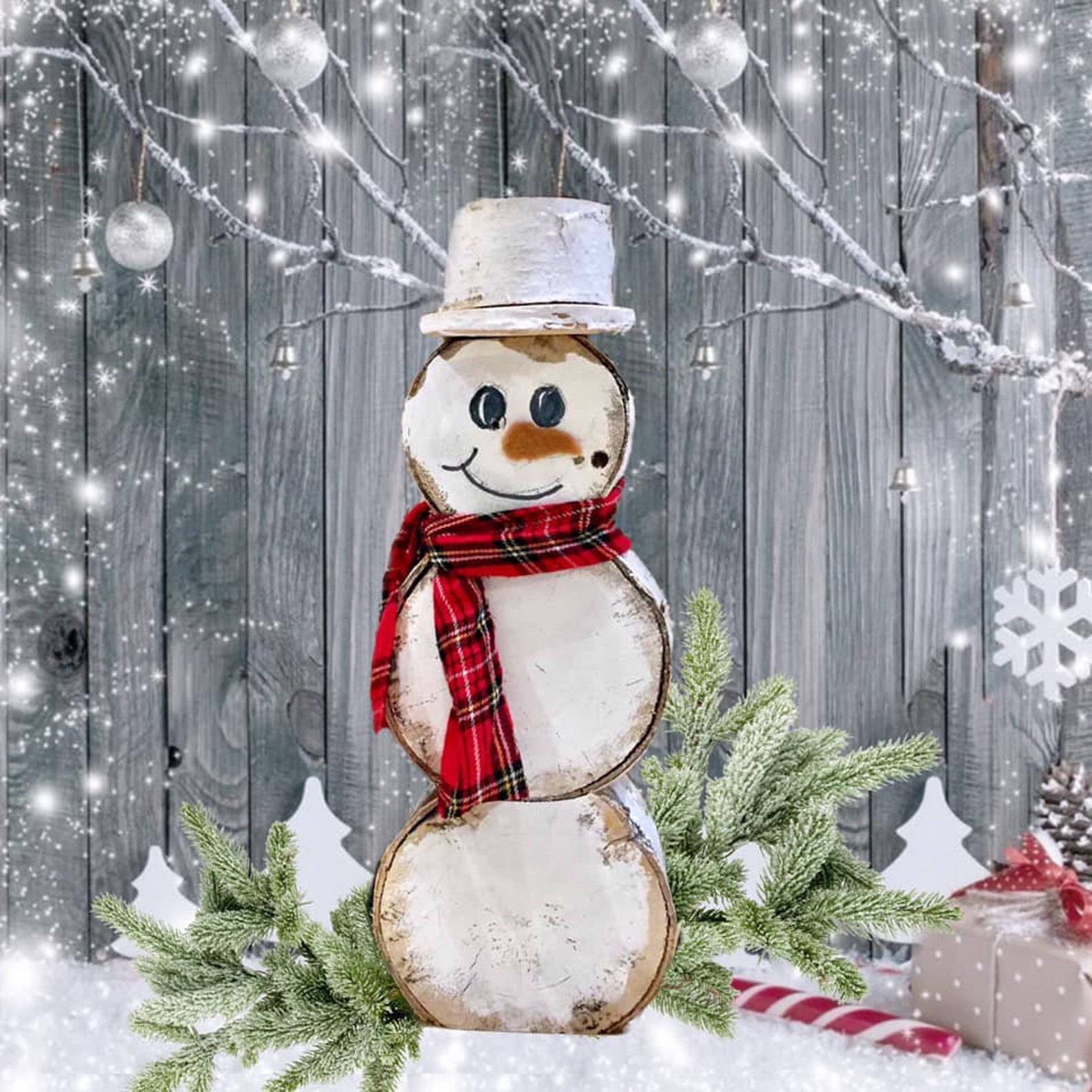 Set 2 Wooden Snowmen Primitive Snowman Cottagecore Decor - Etsy