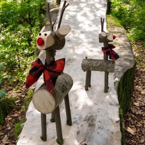 Rustic Log Reindeer Log Deer Handmade Reindeer Hand-crafted Holiday ...