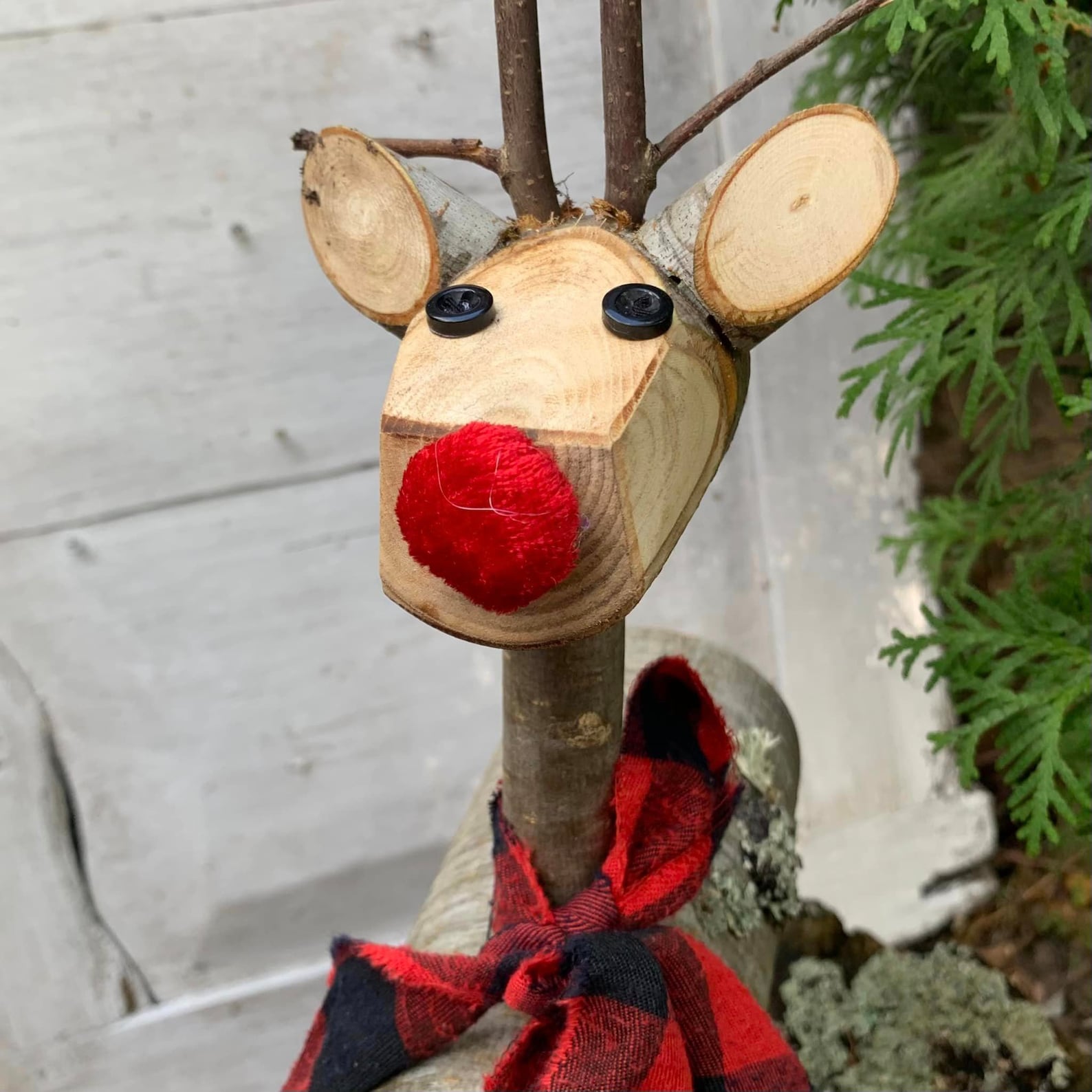 Set2 BIG Handmade Log Reindeer Rustic Holiday Centerpiece Log Deer - Etsy