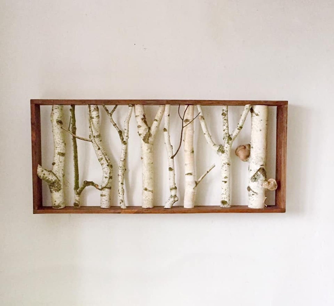 Birch Branches Wall Art White Birch Forest Wall Art Birch Shelves - Etsy