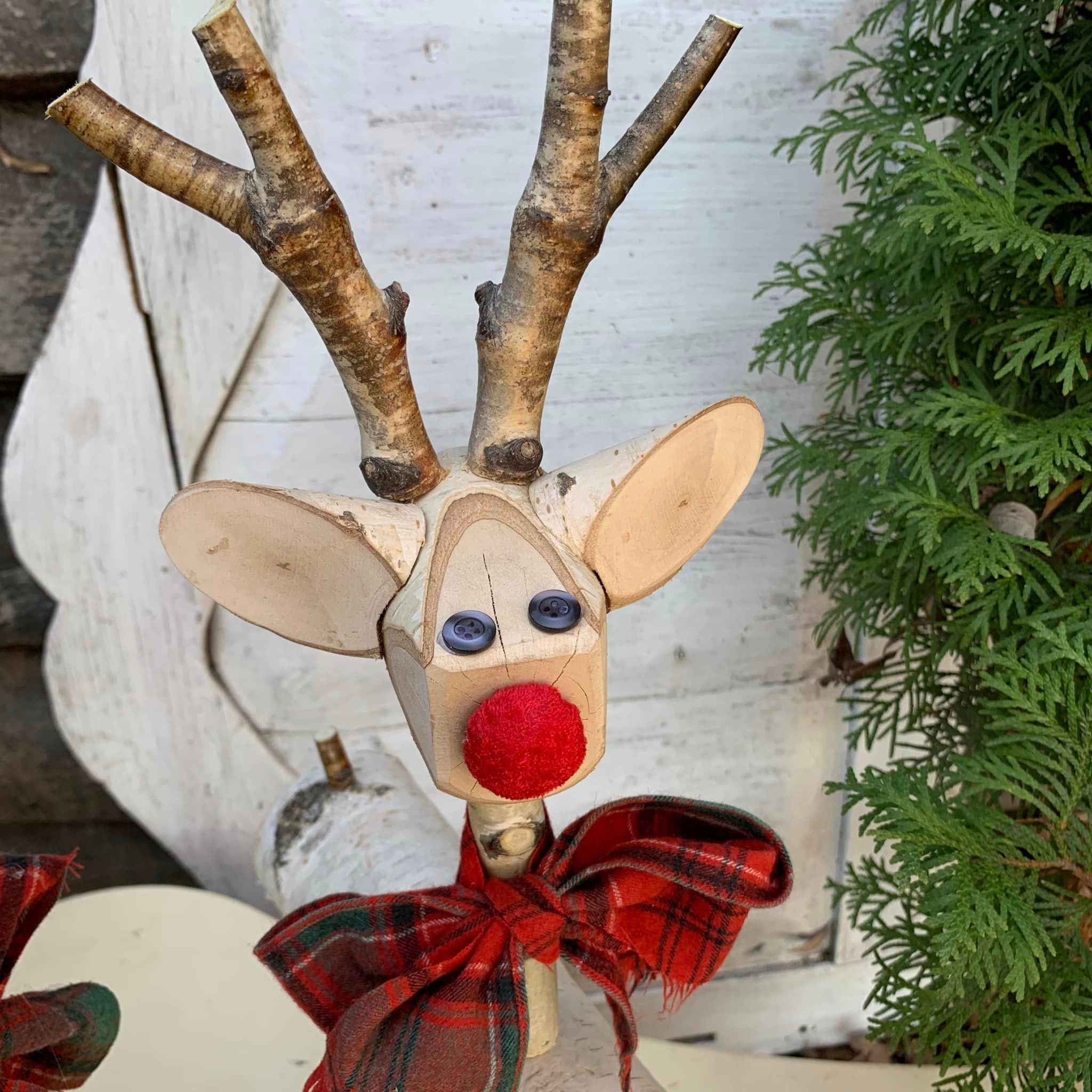 BIG Log Reindeer Holiday Centerpiece Christmas Gift Rustic Reindeer - Etsy