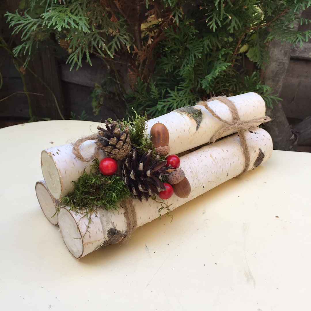 Christmas Log Bundle Birch Logs Fireplace Decor - Etsy