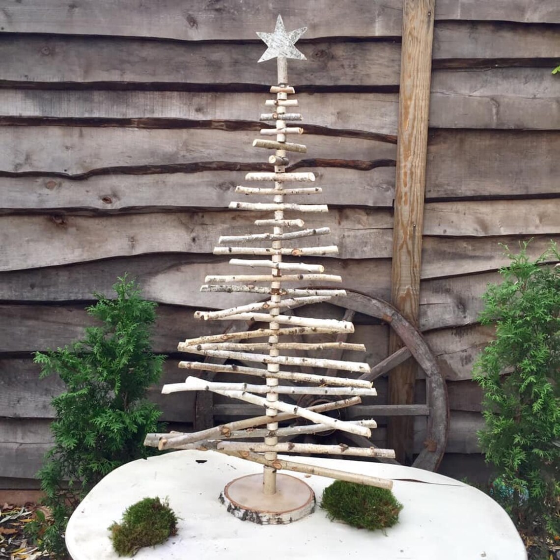 Wood Christmas Tree Eco Forestcore Decor Birch Christmas Tree White ...