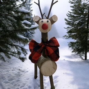 Rustic Log Reindeer Log Deer Handmade Reindeer Hand-crafted Holiday ...