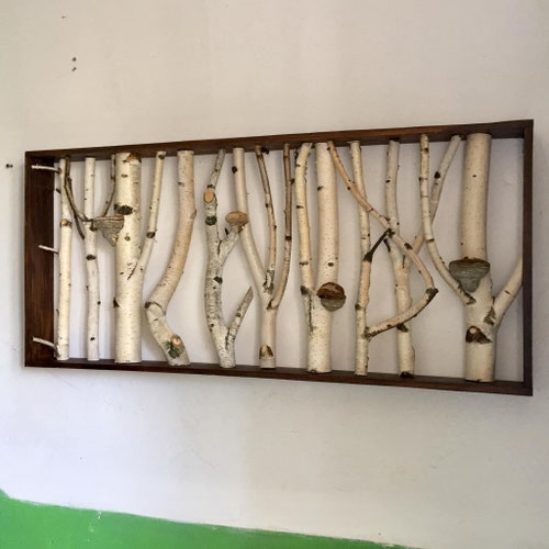 White Birch Forest Wall Art Live Edge Shelf Mushroom Shelves - Etsy
