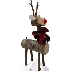 Rustic Log Reindeer Log Deer Handmade Reindeer Hand-crafted Holiday ...