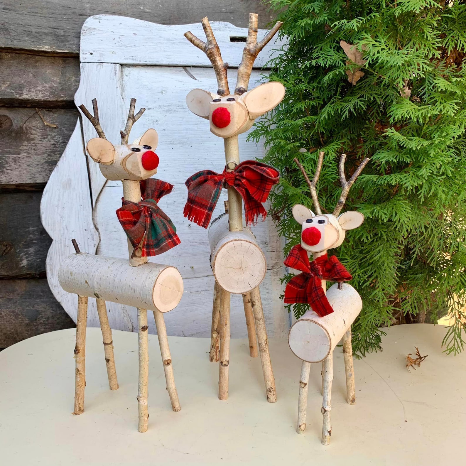 BIG Log Reindeer Holiday Centerpiece Christmas Gift Rustic Reindeer - Etsy