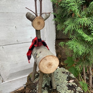 Set2 BIG Handmade Log Reindeer Rustic Holiday Centerpiece Log Deer - Etsy