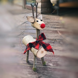 BIG Handmade Log Reindeer Rustic Holiday Centerpiece Log Deer - Etsy