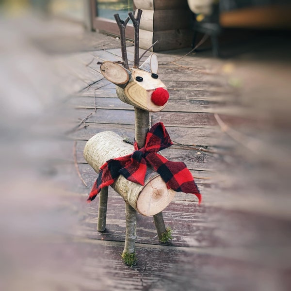 Log Reindeer - Etsy