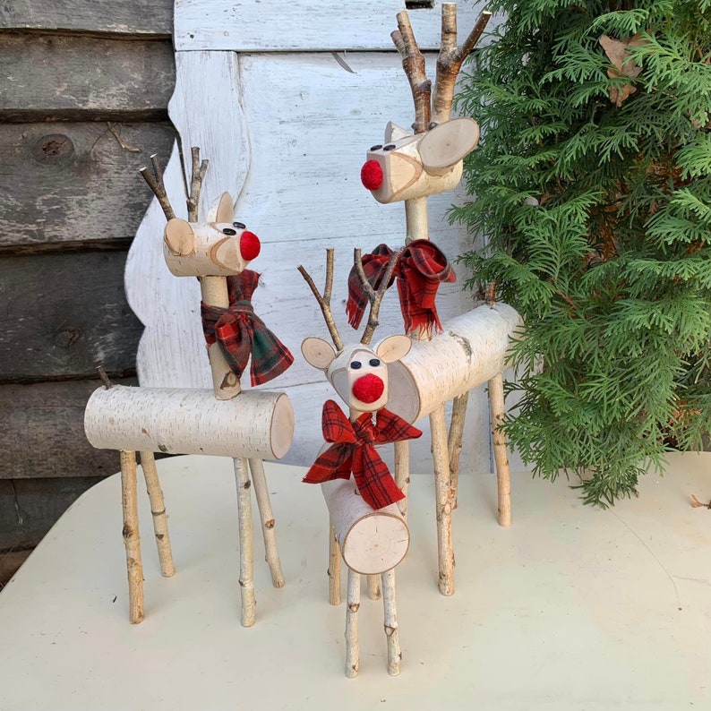 BIG Log Reindeer Holiday Centerpiece Christmas Gift Rustic Reindeer - Etsy
