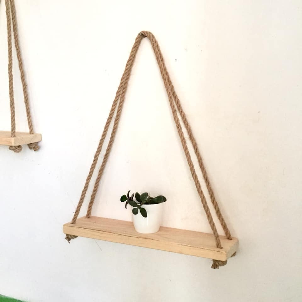 Rope Shelf Hanging Shelves Rope Plant Shelf Rustic Wall Shelf | Etsy
