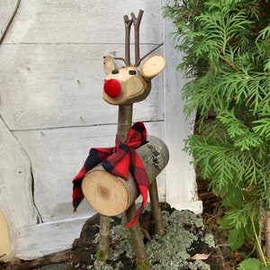 Handmade Log Reindeer Rustic Holiday Centerpiece Log Deer - Etsy