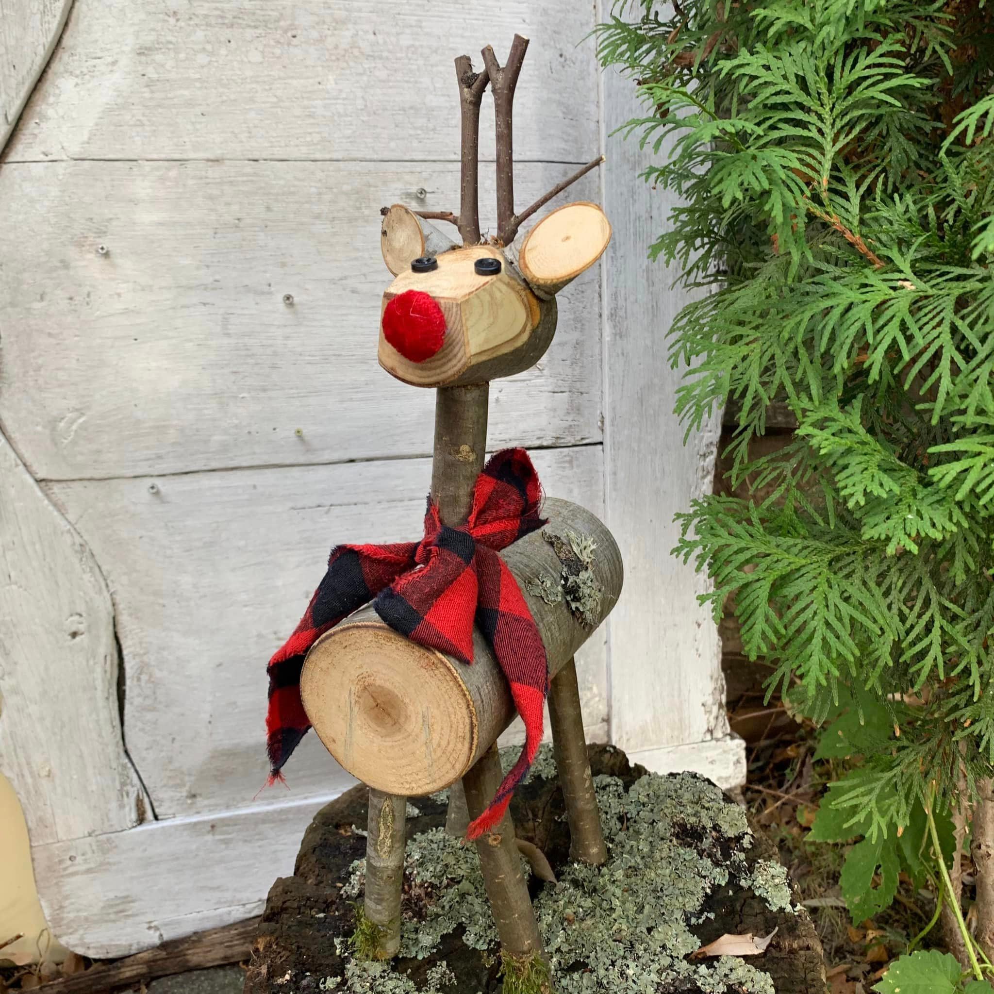 BIG Handmade Log Reindeer Centerpiece Log Deer Rustic Holiday - Etsy
