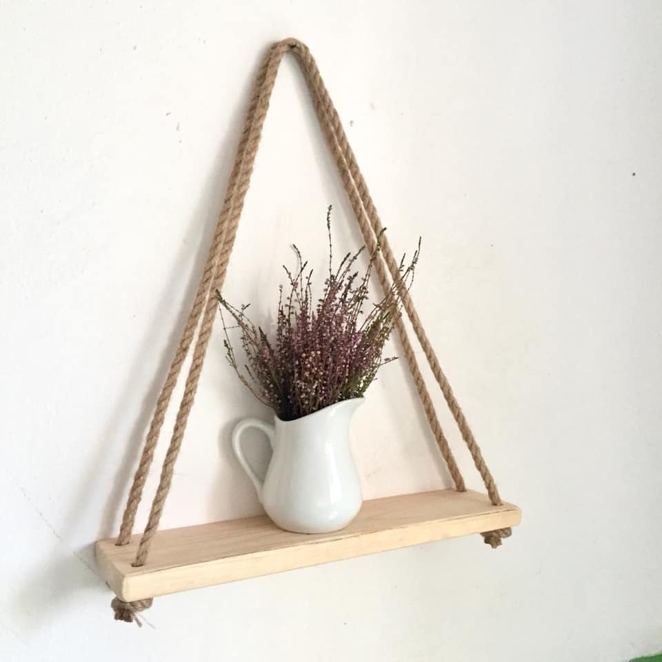 Rope Shelf Hanging Shelves Rope Plant Shelf Rustic Wall Shelf | Etsy