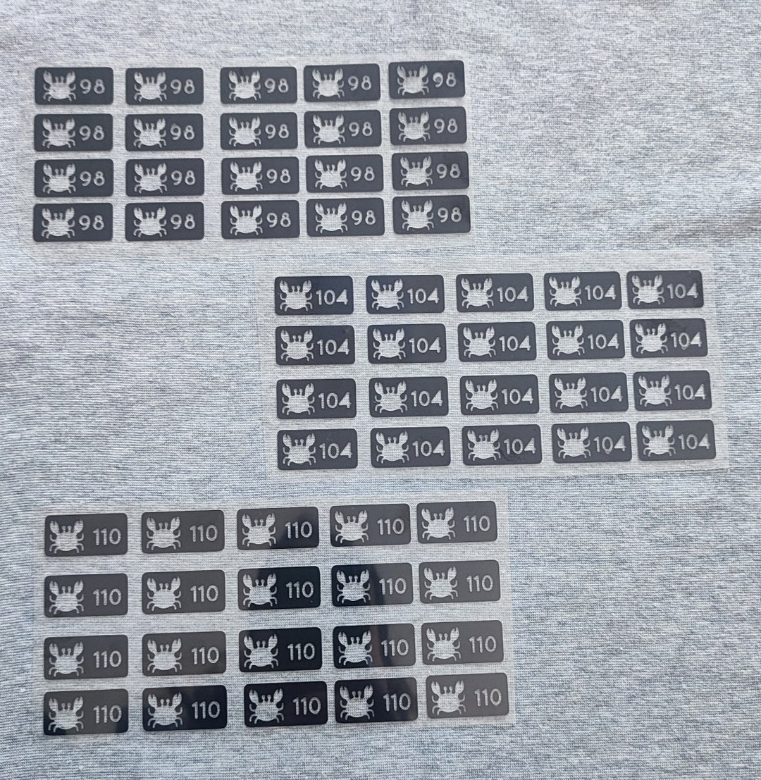 20 Iron-on Labels, Size Labels - Etsy