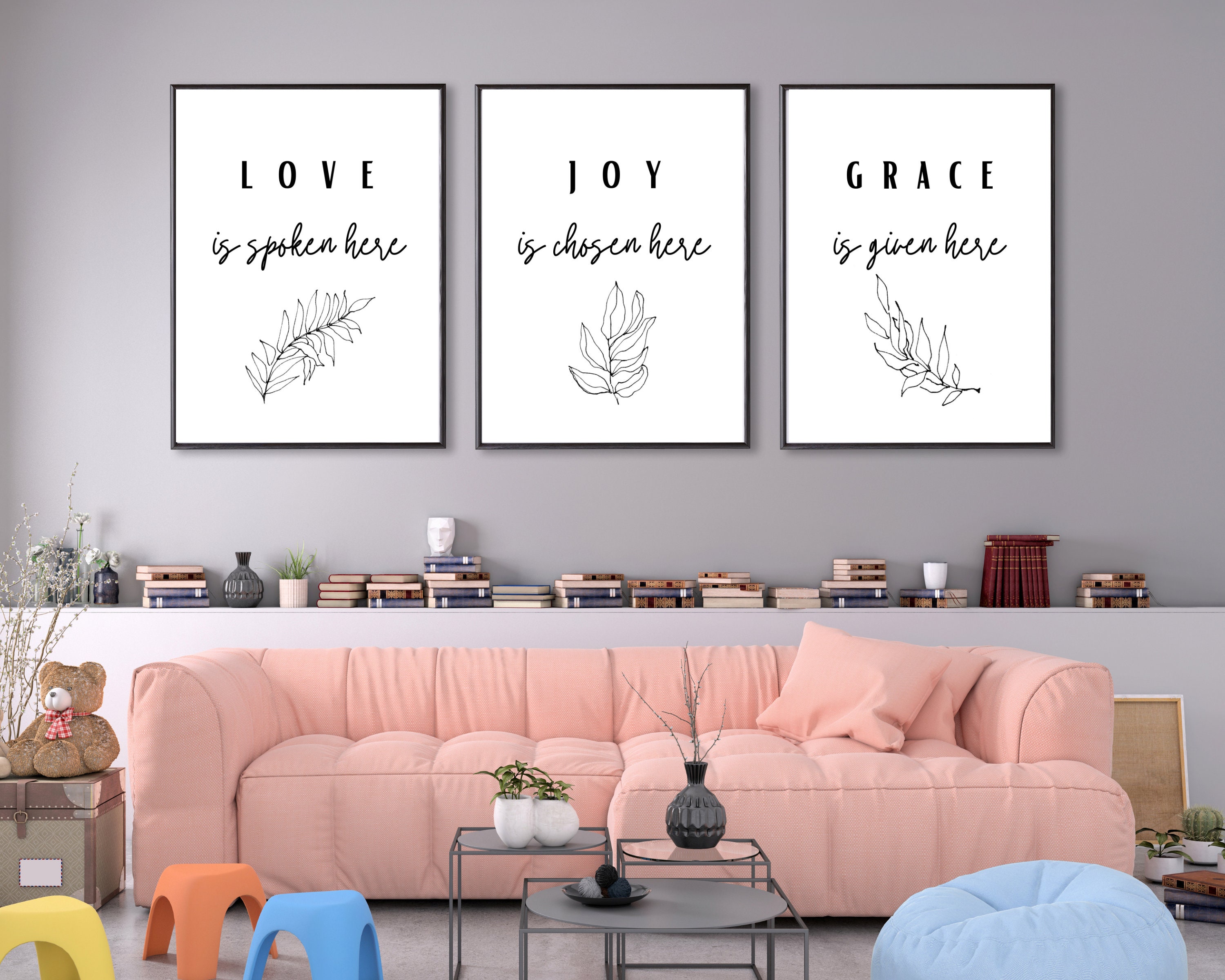 Set von 3 Wandkunst, Liebe wird hier gesprochen Christliche Wandkunst, moderne christliche ...