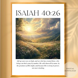 Isaiah 40:26 Bible Verse Wall Art Printable, Christian Vintage ...