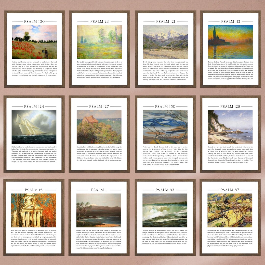 Psalms Gallery Wall Art Set of 12 Christian Digital Wall Art Collection ...