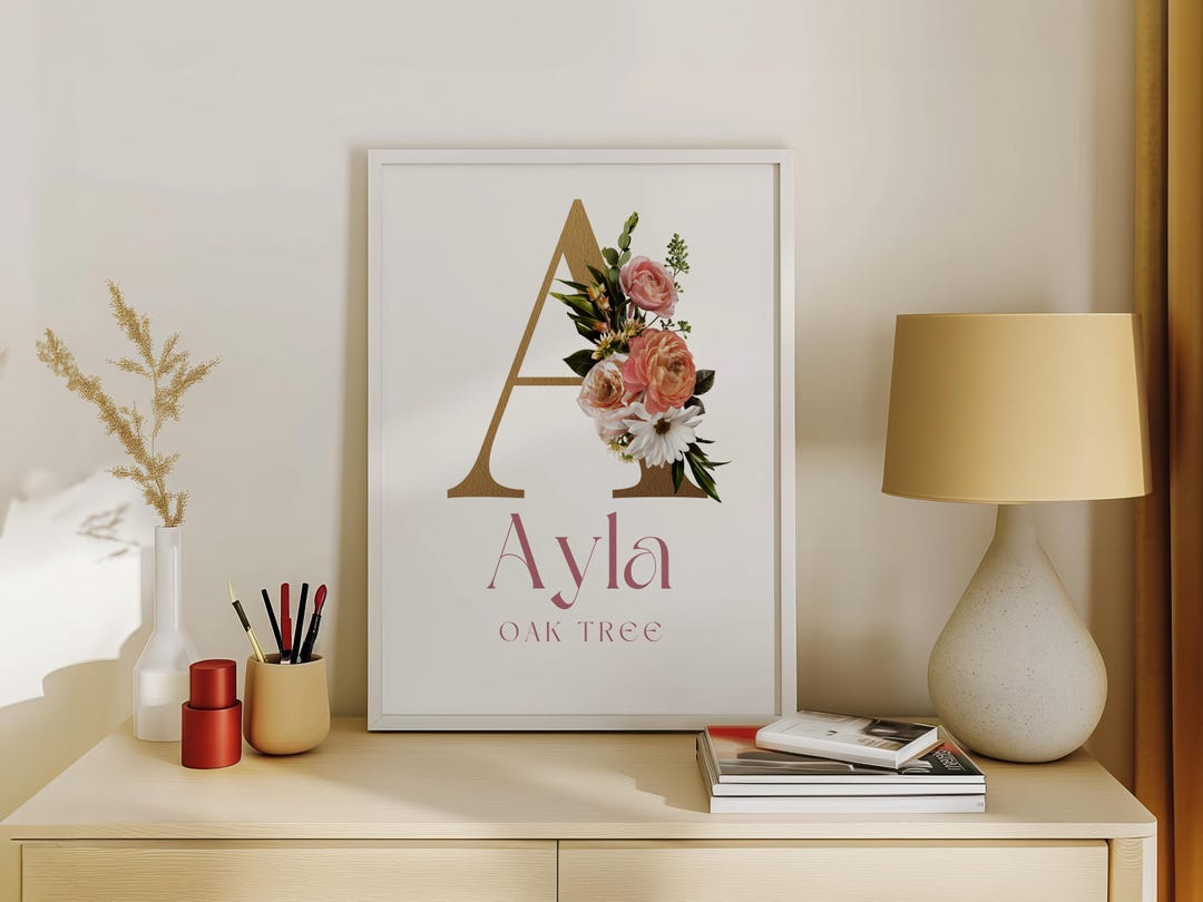 Ayla Name Meaning Print: Christian Floral Nursery Decor (digital ...