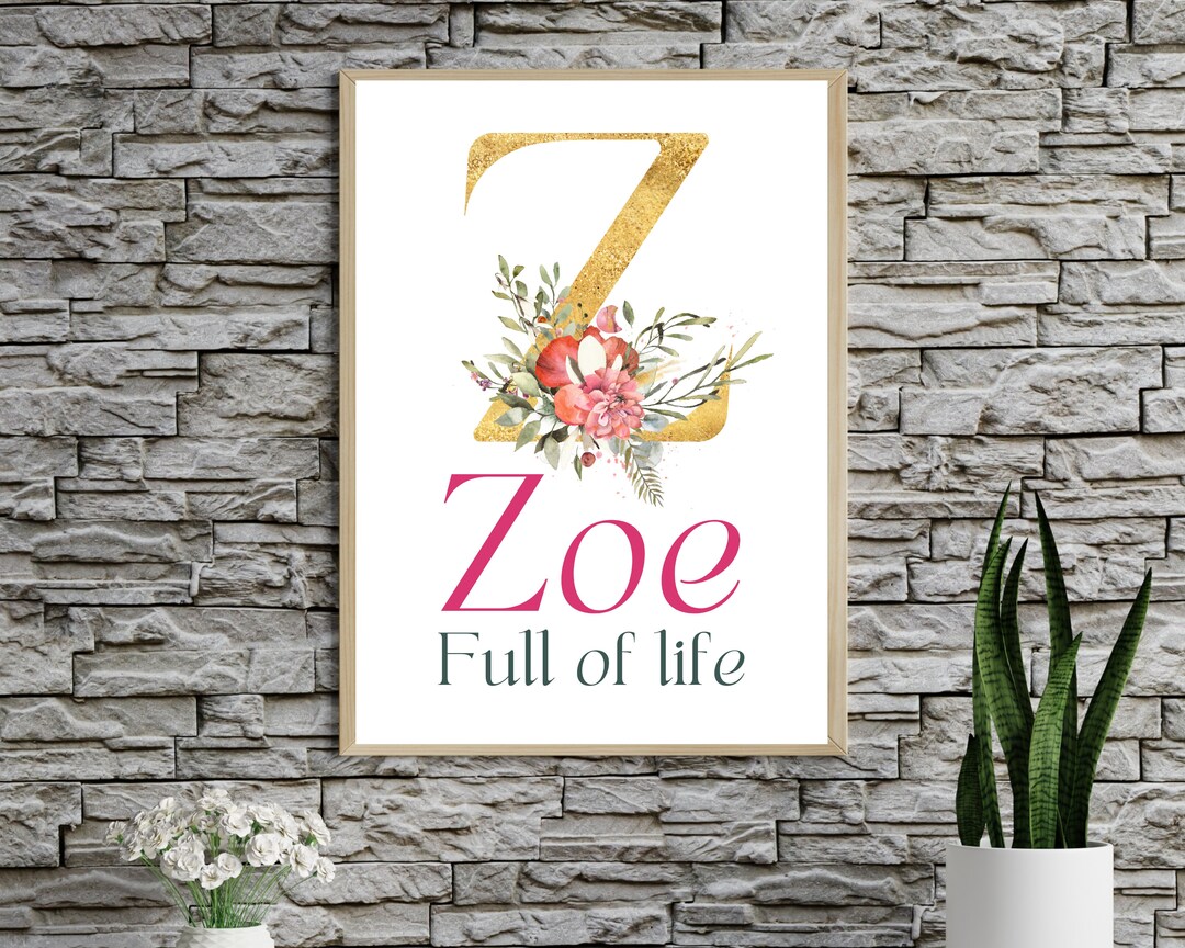 Zoe Name Wall Sign CUSTOMIZABLE Girls Name Meaning Wall Art - Etsy