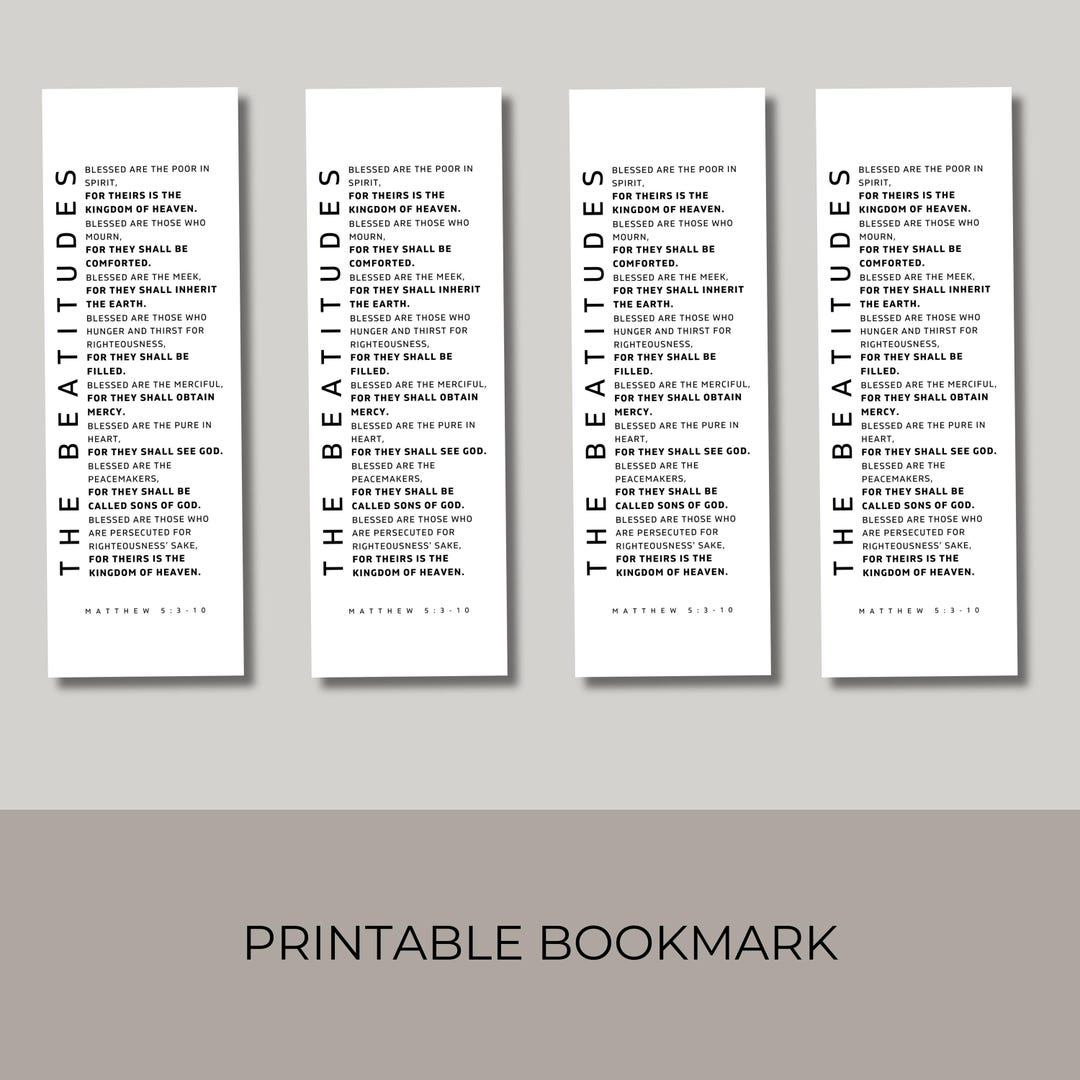 The Beatitudes Bookmark: Bible Verse Christian Gift (digital Download ...