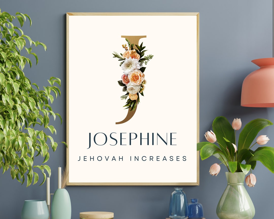 Josephine Name Meaning Art Floral Custom Initial Print With Meaning for ...