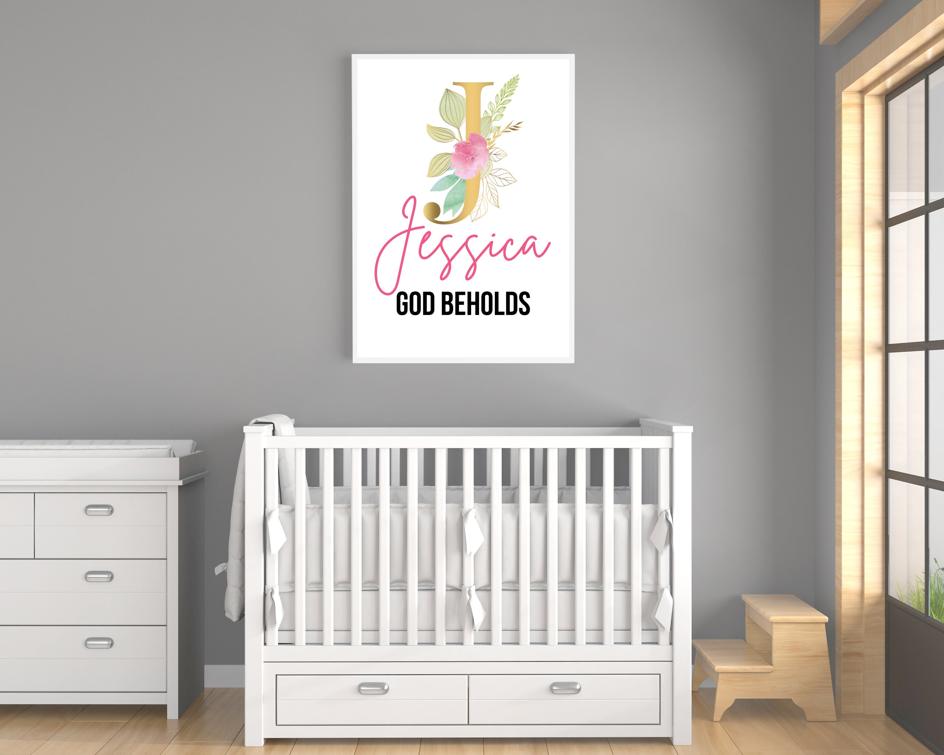 Customizable Baby Girl Name Sign Name Meaning Print Jessica - Etsy