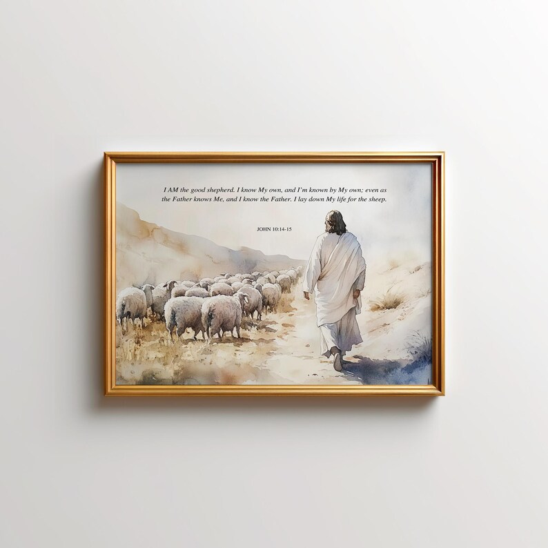 Good Shepherd Watercolor Print: Christian Bible Verse Art (digital ...