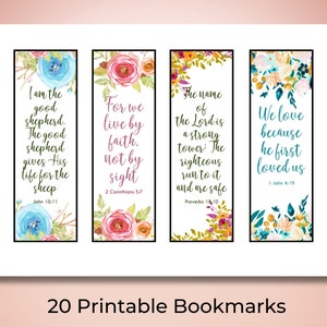 20 Floral Scripture Printable Bookmark, Bible Verse Bookmark, Christian ...