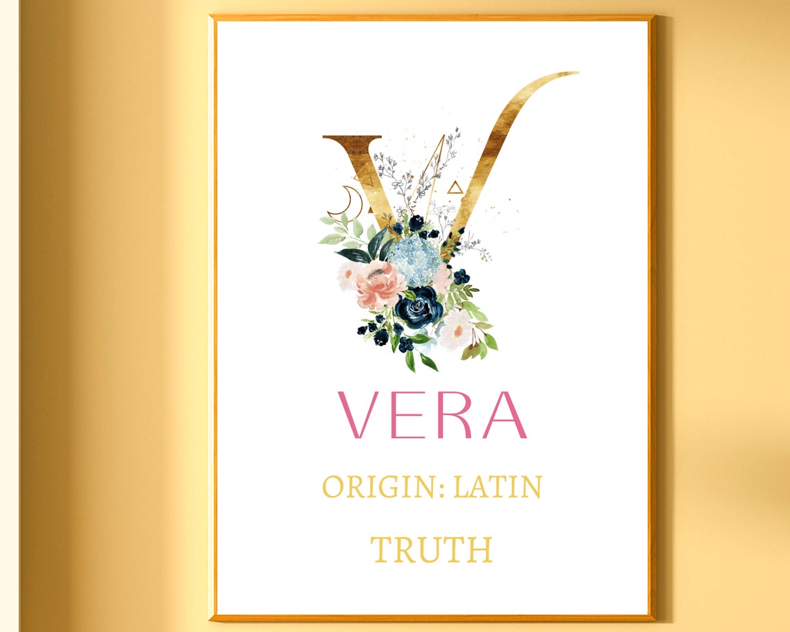 Vera Girls Name Meaning Wall Art Printable With Latin Meaning - Etsy