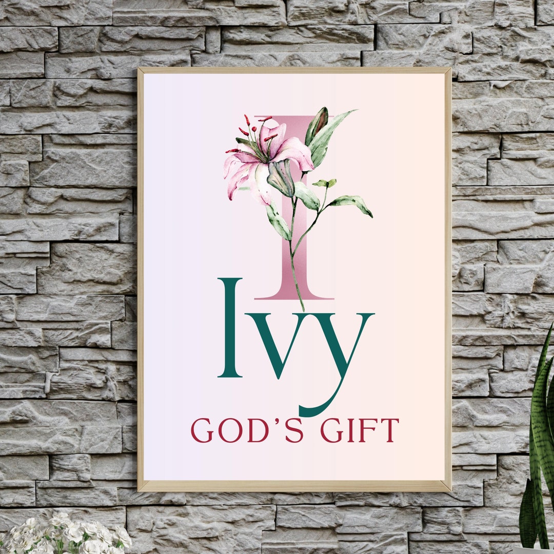 PERSONALIZED Ivy Baby Name Meaning Wall Art Printable Nursery Wall ...