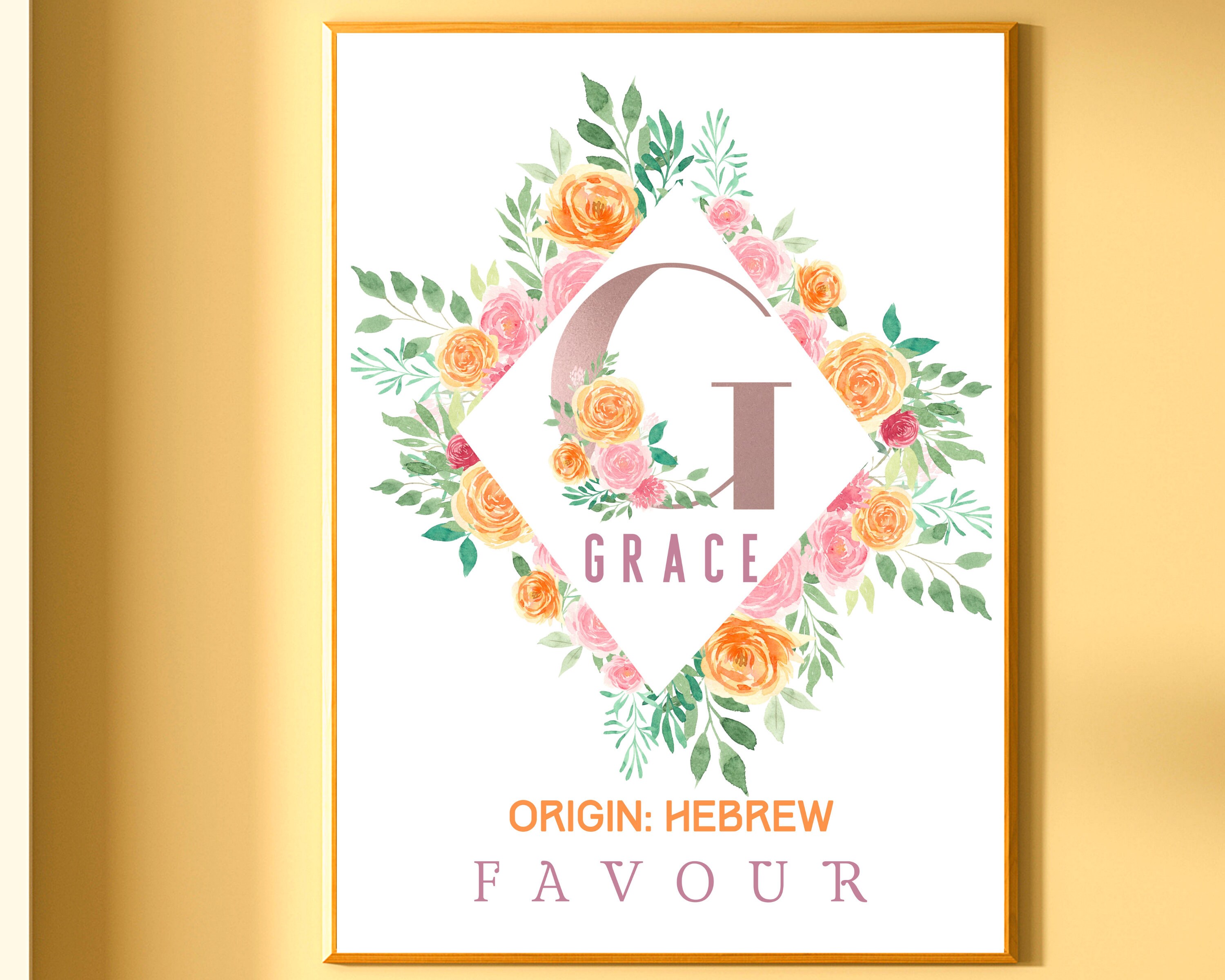 Personalized Name Meaning Nursery Wall Art, Grace Name Meaning Print ...
