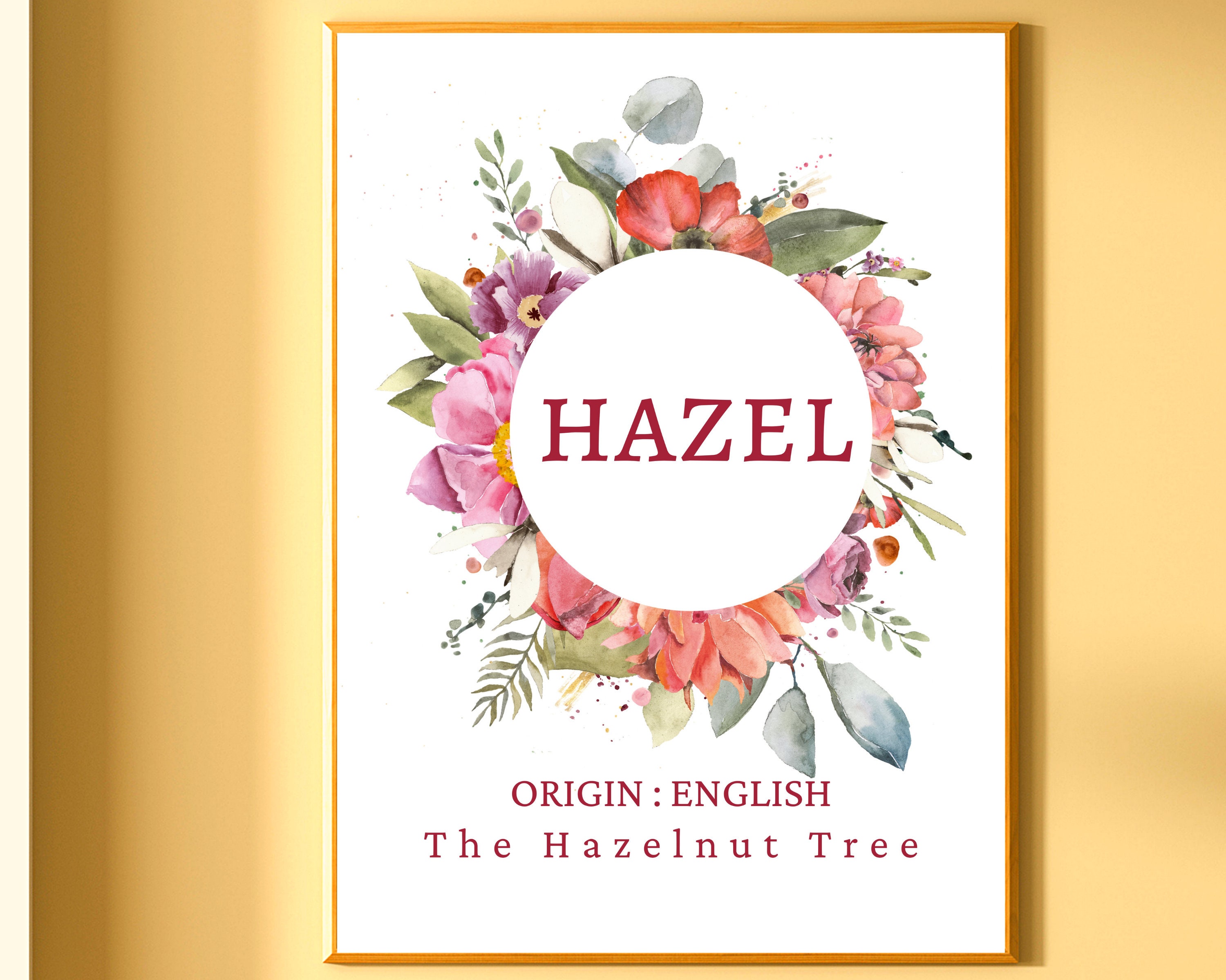 Hazel Name Meaning Print Nursery Name Sigh Baby Room Name - Etsy