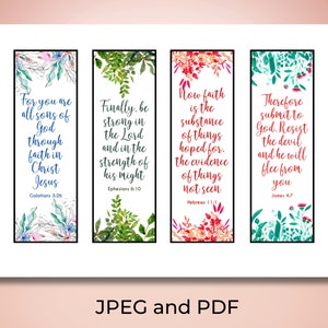 20 Floral Scripture Printable Bookmark, Bible Verse Bookmark, Christian ...